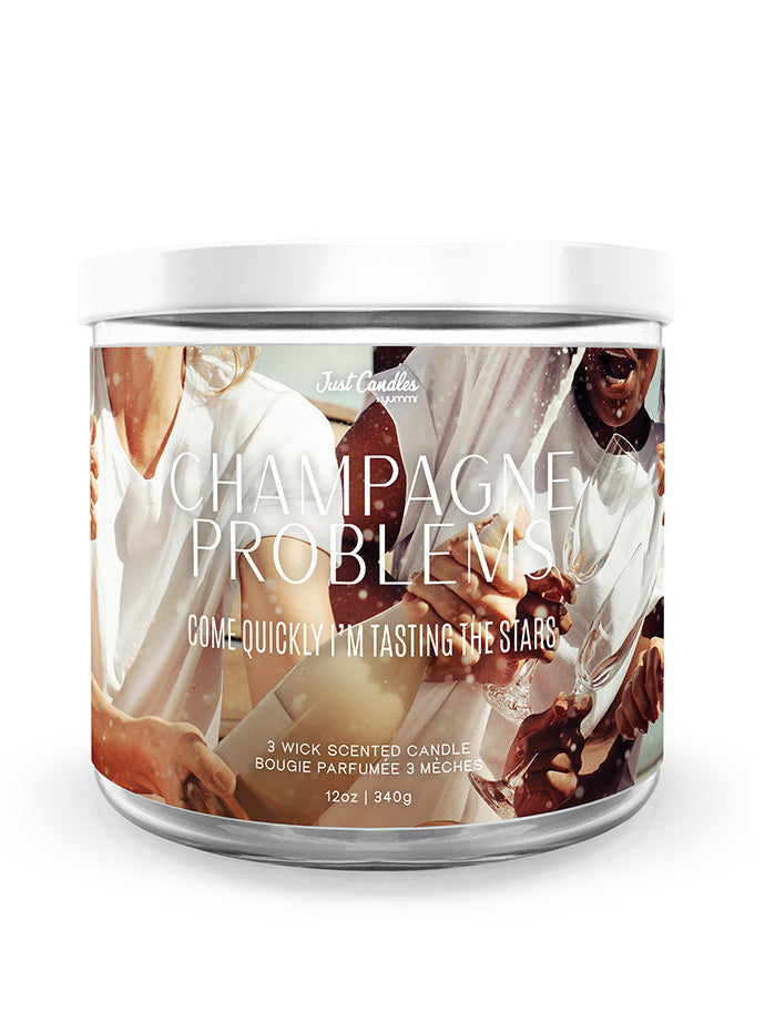 Just Candles 12oz 3-Wick Champagne Problems Scented Jar - each