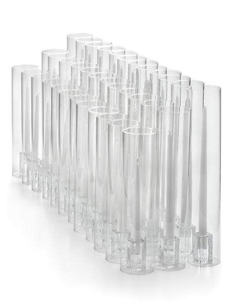 36 Taper Candles, 36 Glass Chimneys and 36 Square Block Holders ...