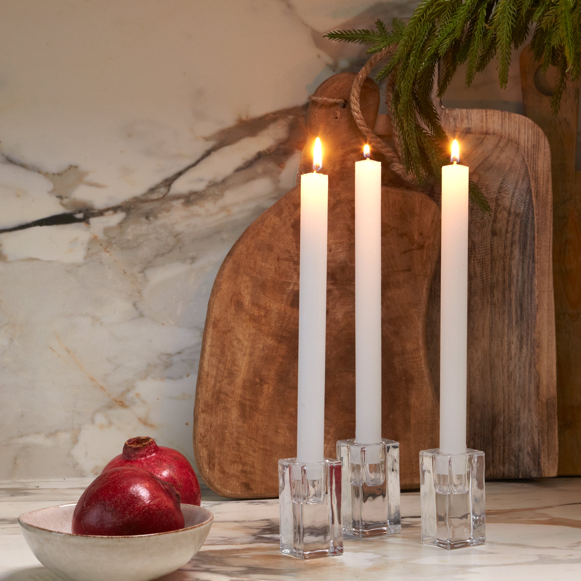 20 Formal Taper Candles & 20 Square Block Holders