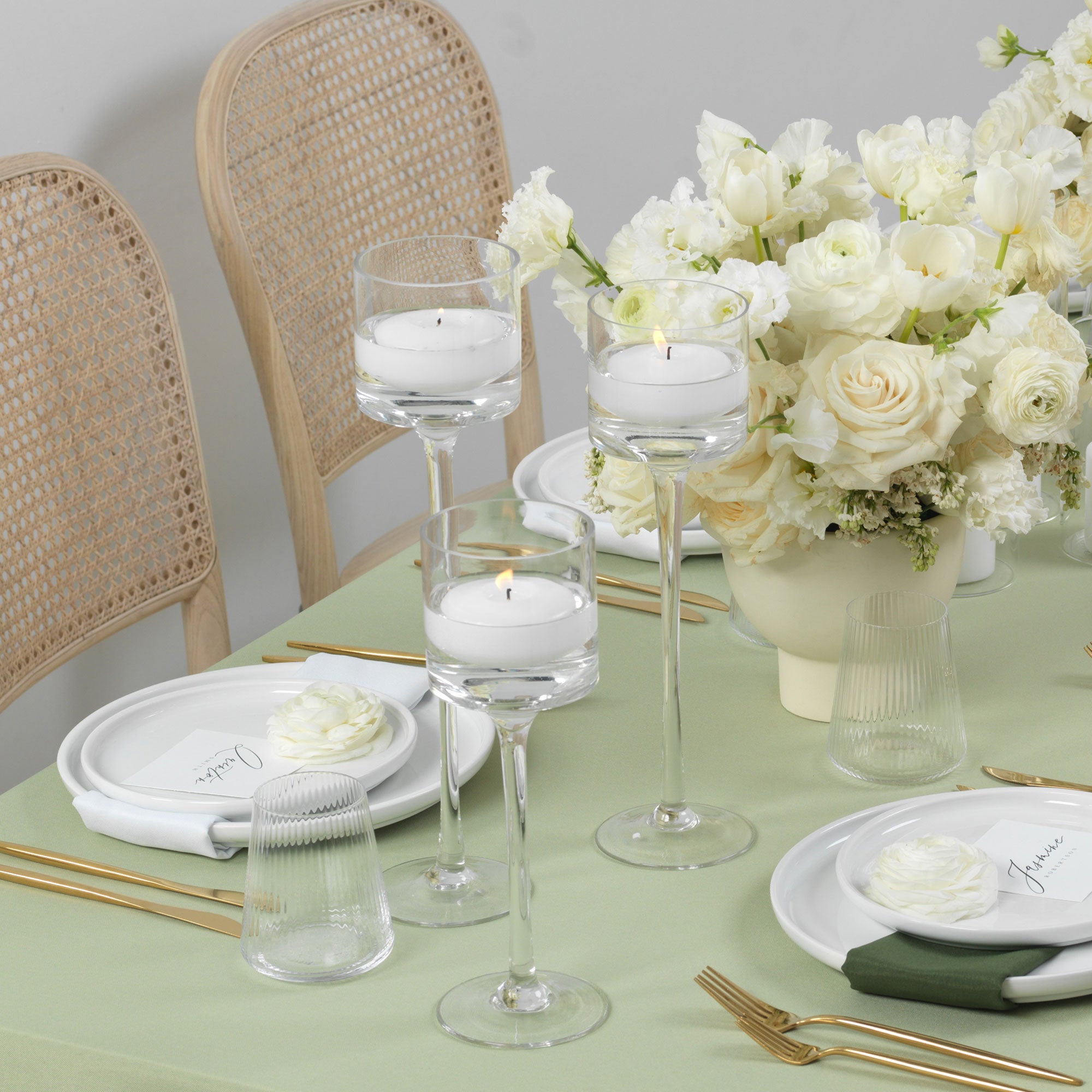 18 Floating Candles and 18 Monet Stem Holders