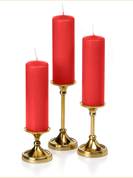 12 Slim Pillar Candles and 12 Gold Timeless Pillar Holders – Yummicandles