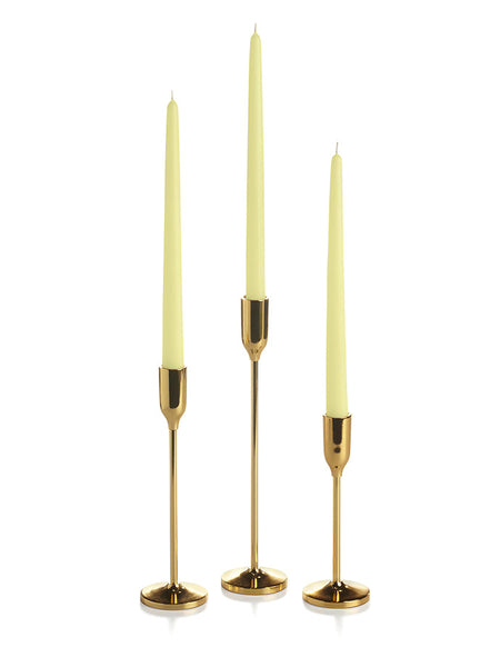 12 Taper Candles and 12 Gold Virtu Candlesticks – Yummicandles
