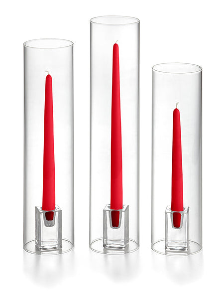 36 Taper Candles, 36 Glass Chimneys and 36 Square Block Holders ...