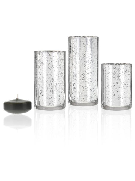 3" Floating Candles and Silver Metallic Cylinders - Set of 18 ...