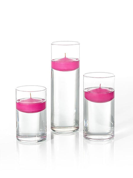 3" Floating Candles and Cylinder Vases - Set of 18 – Yummicandles