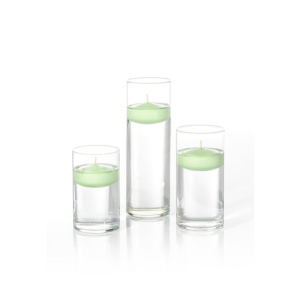 3" Floating Candles and Cylinder Vases - Set of 12 – Yummicandles