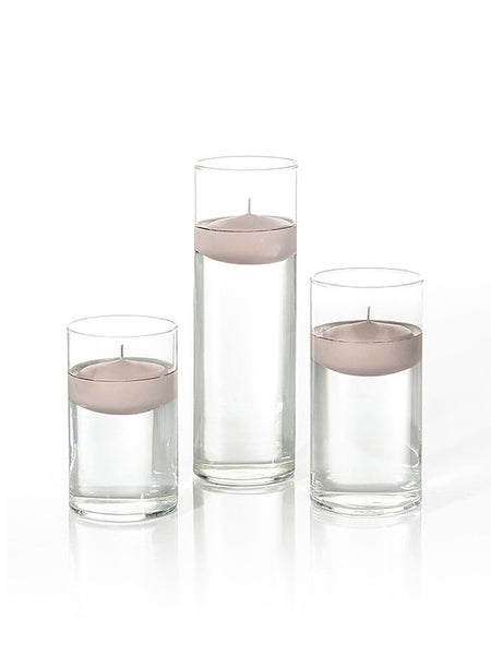 3" Floating Candles and Cylinder Vases - Set of 36 – Yummicandles