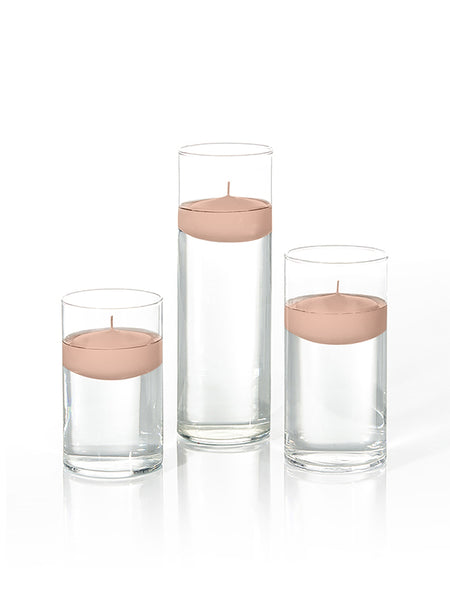 3" Floating Candles and Cylinder Vases - Set of 36 – Yummicandles